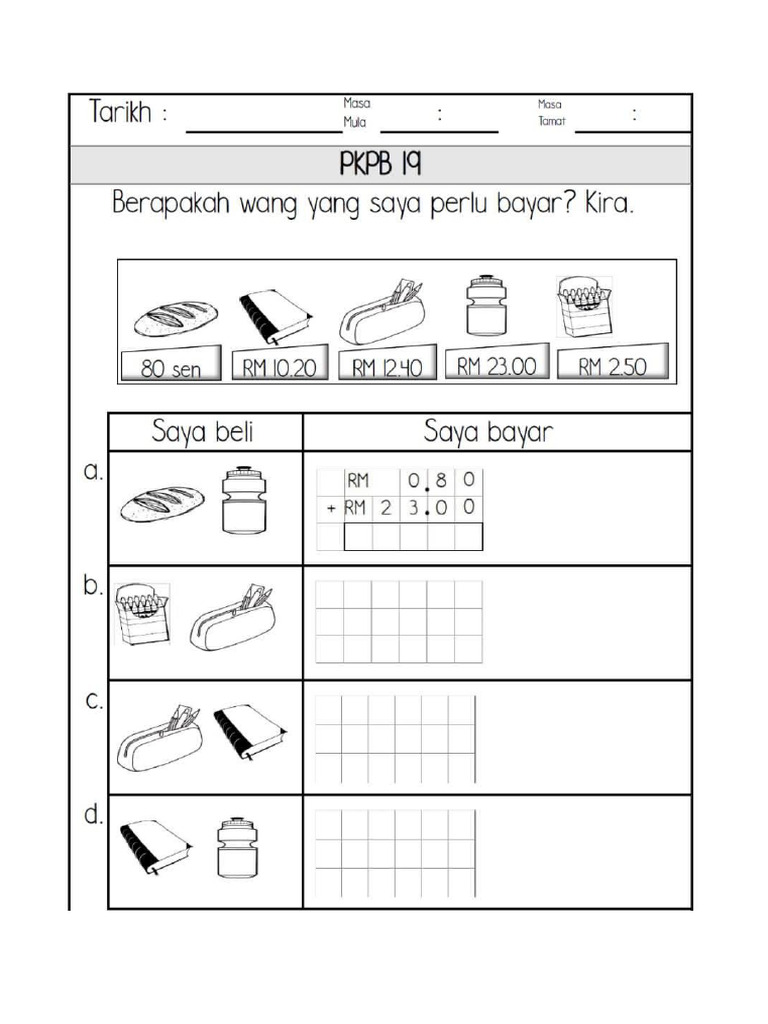 Latihan Matematik (Wang Tahun 2) | PDF