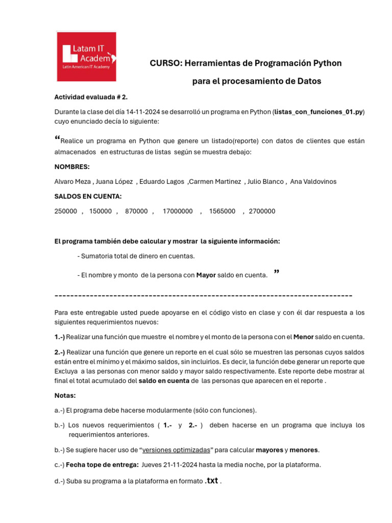 Python: Reporte de Saldos de Clientes | PDF
