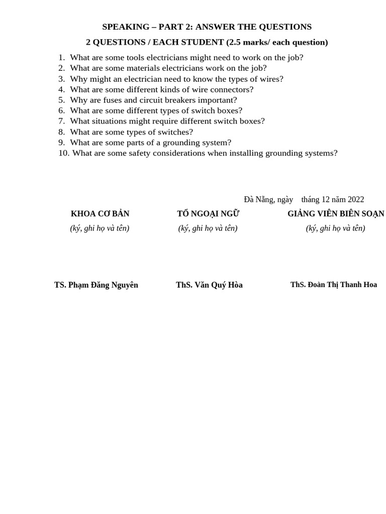 SPEAKING-part 2 (10questions) | PDF
