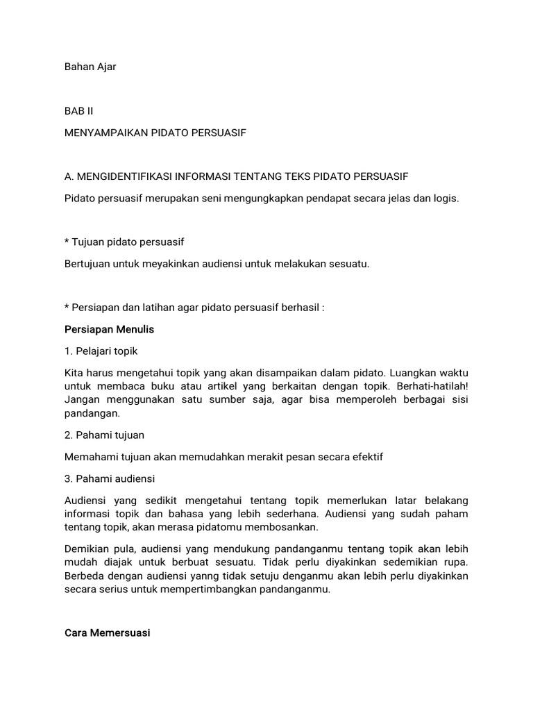 Materi Pidato Persuasif Fix | PDF