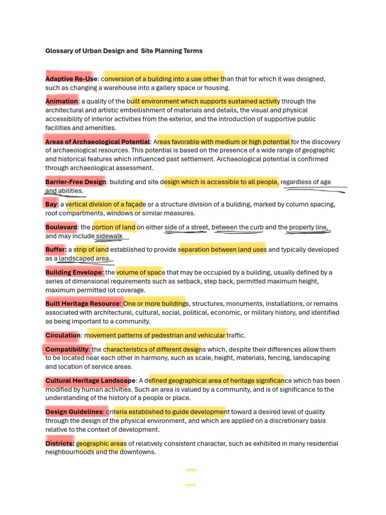 Glossary of Urban Design and Site Planning Terms | PDF | Street | Building