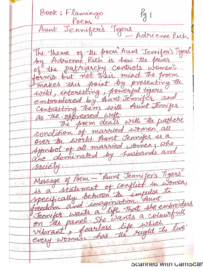 Aunt Jennifer's Tigers-English Poem | PDF