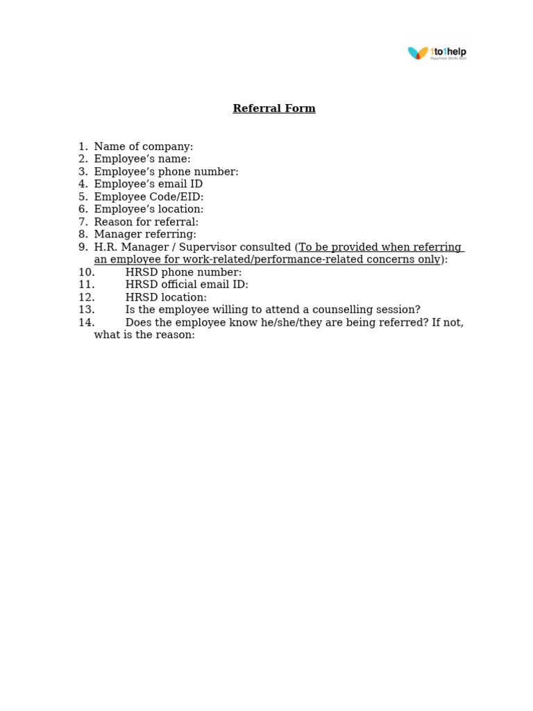 Employee Referral Form Template | PDF