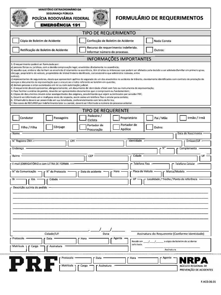 Requerimento de Retificacao de Boletim de Acidente de Transito | PDF