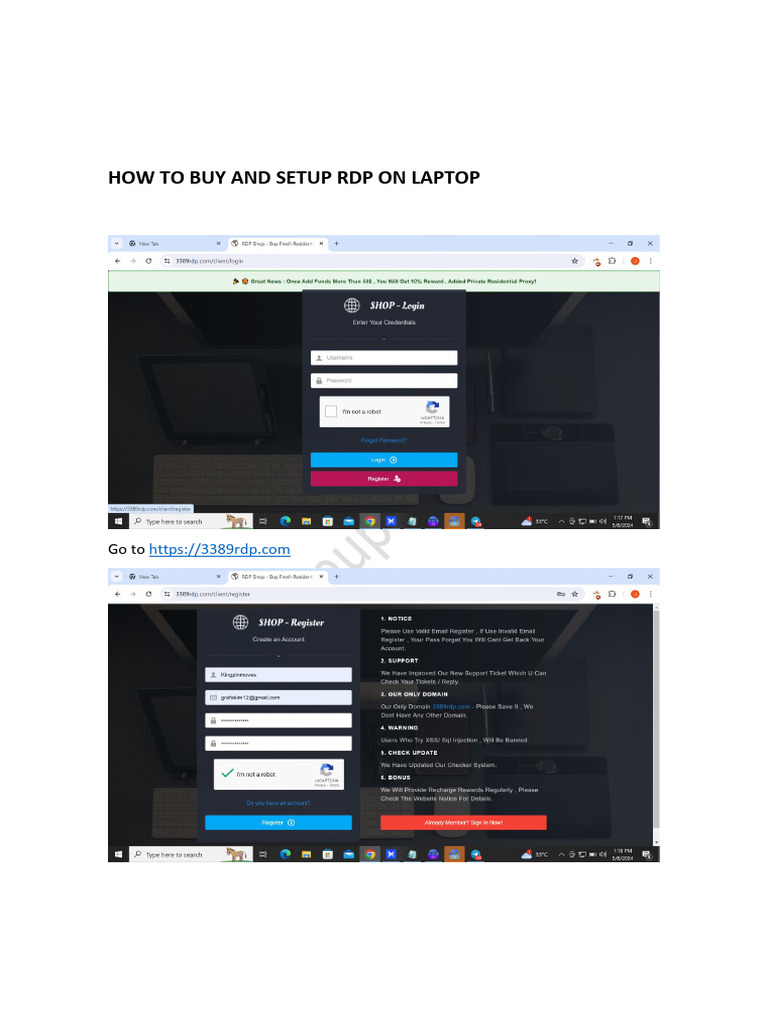 Buy & Setup RDP on Laptop Guide | PDF