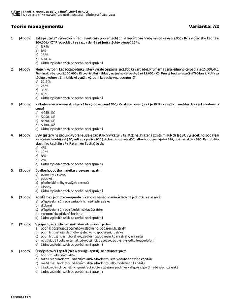 FM - VSE Ing Teorie - Managementu 2016 | PDF