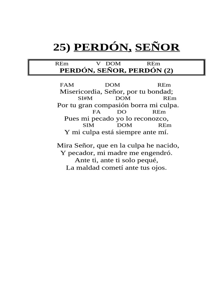Canción de Perdón y Misericordia | PDF