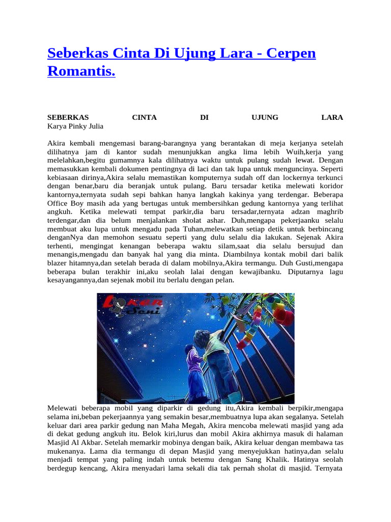 Seberkas Cinta Di Ujung Lara Cerpen Romantis | PDF