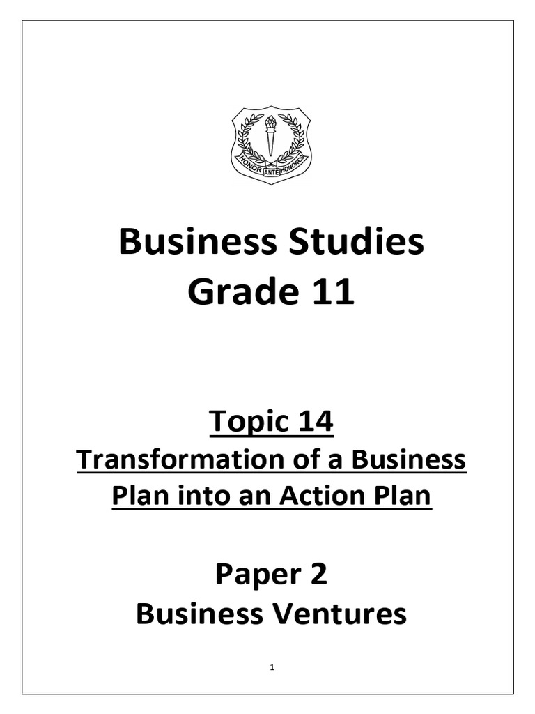 Transforming Business Plans into Action Plans | PDF | Project Management