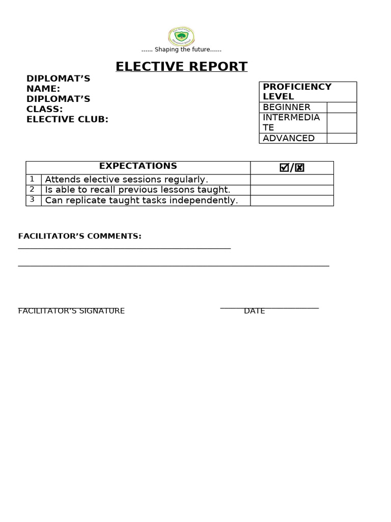 Elective Report Template | PDF