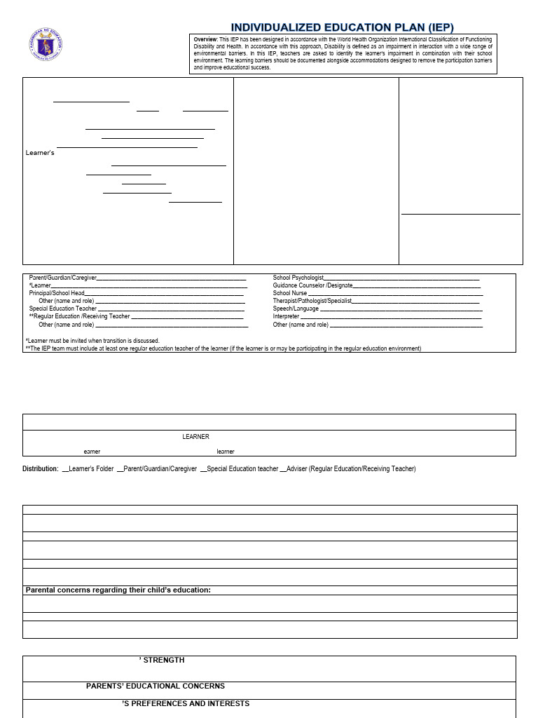 IEP-Template | PDF | Individualized Education Program | Learning