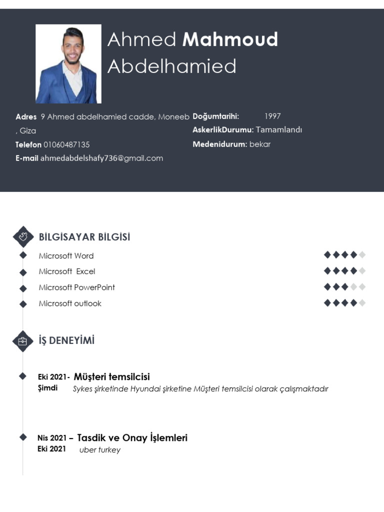 Ahmed Abdelhamied - Resume Turkish CV | PDF