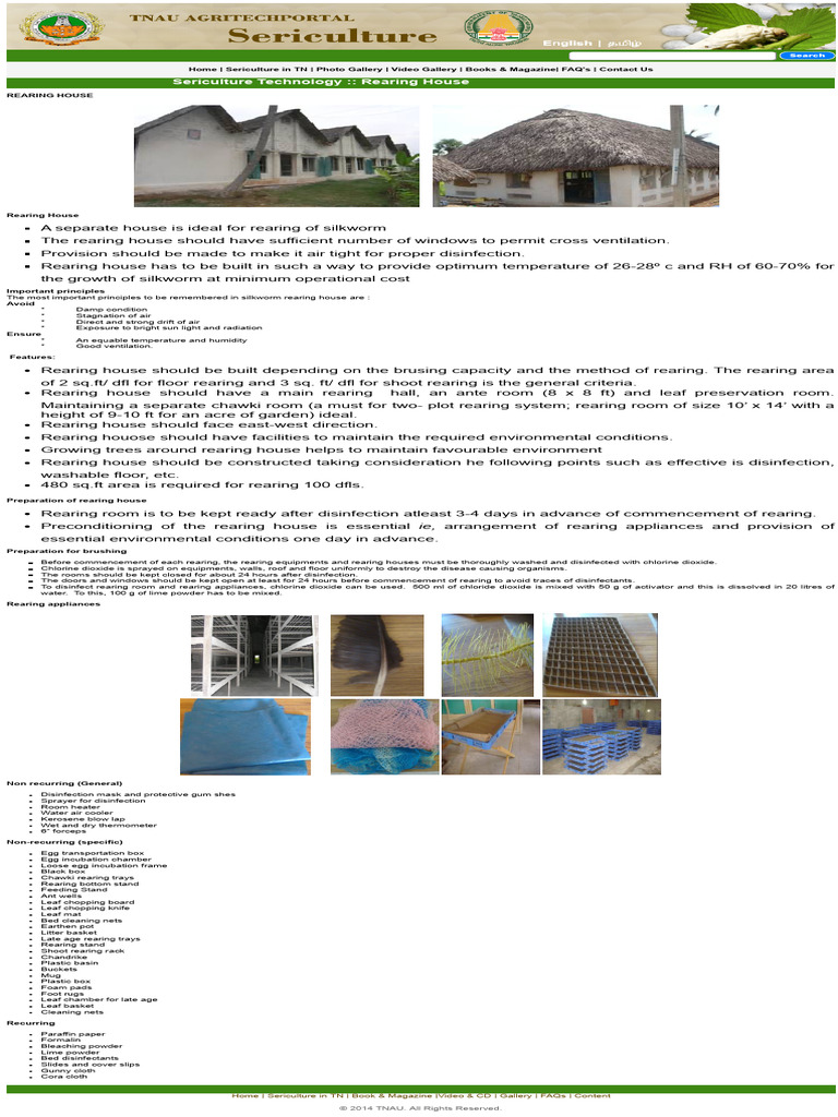 SericultureSilkworm Rearing House | PDF | Disinfectant