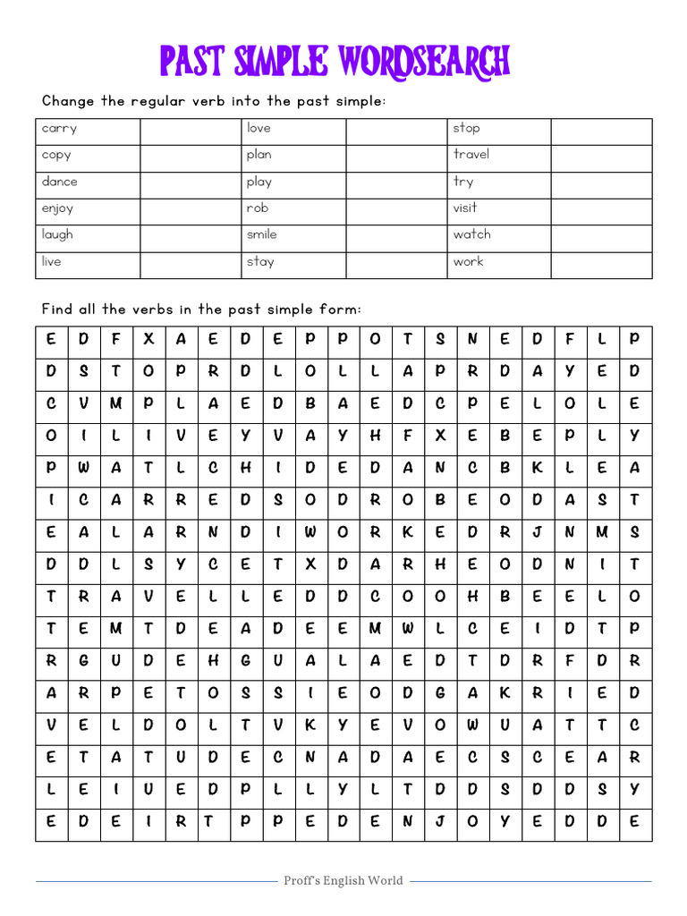 Past Simple Wordsearch | PDF