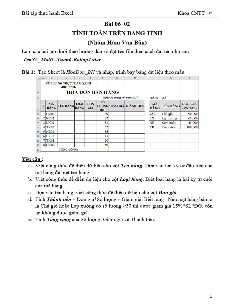 Bai6 02 Excel | PDF