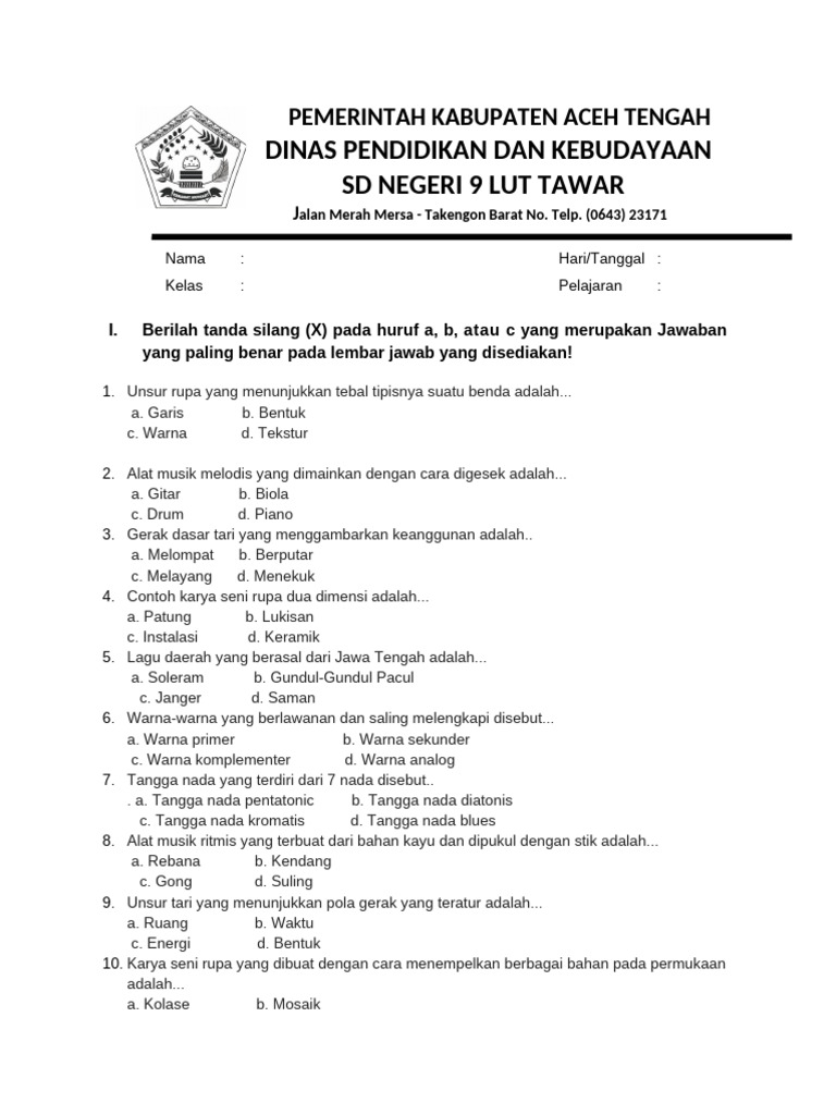 Soal SBDP Kelas 4 | PDF