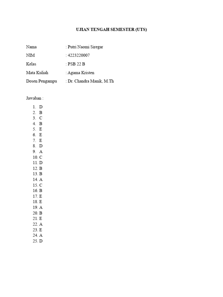 UTS Agama-Putri Naomi Siregar | PDF