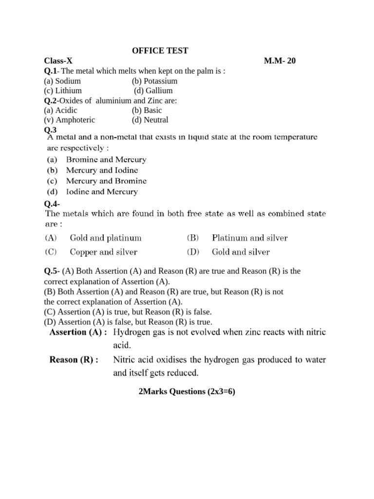 OFFICE TEST Class X | PDF