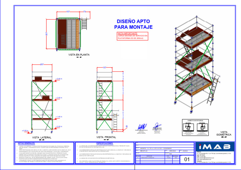 AND. MOVIL - A 1.57 X L 2.07 X H 5.00 + 1.00 BARANDAS-A3 | PDF