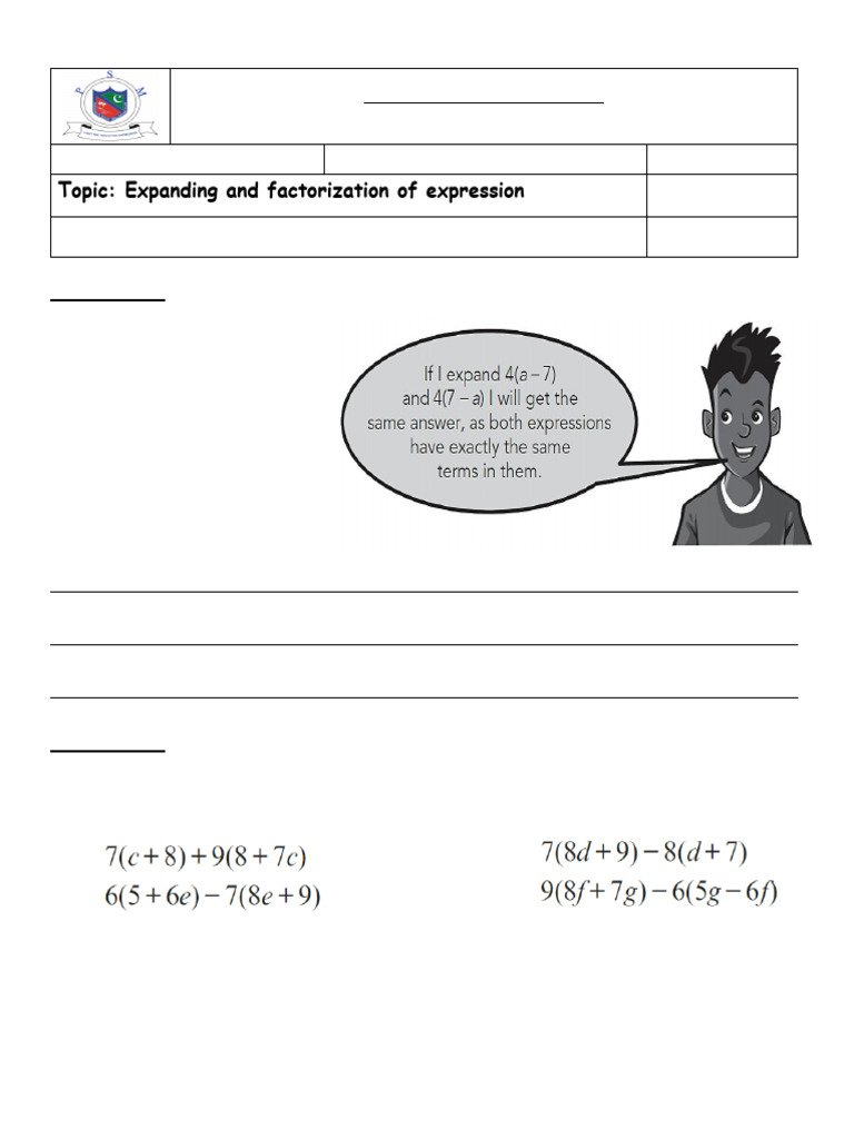 Grade 7 Worksheet 8 (Ex 4B, Ex 4C) | PDF