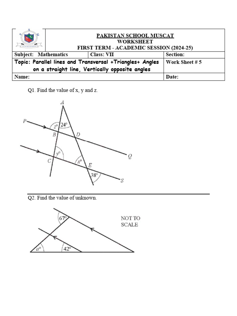Grade 7 Worksheet 10 (Ex 10 B, 11 A) | PDF