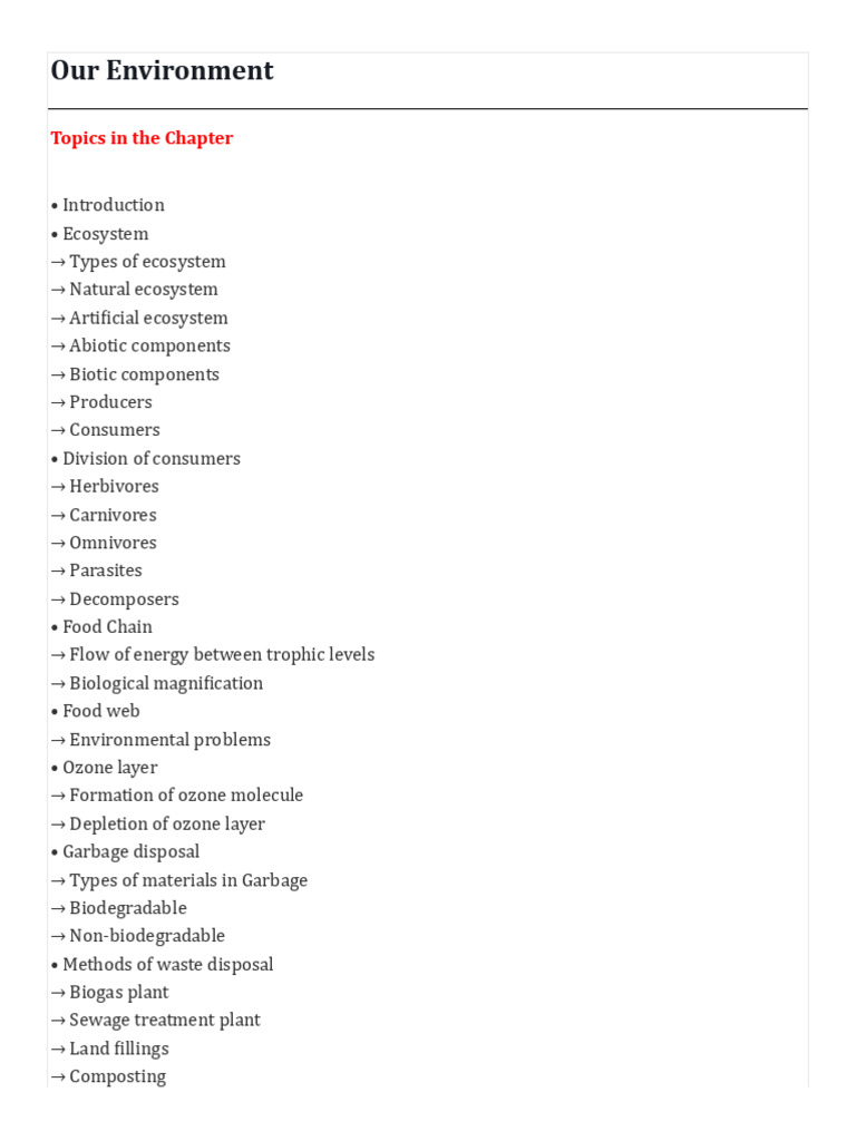 OUR ENVIRONMENT NOTES | PDF | Ecosystem | Food Web