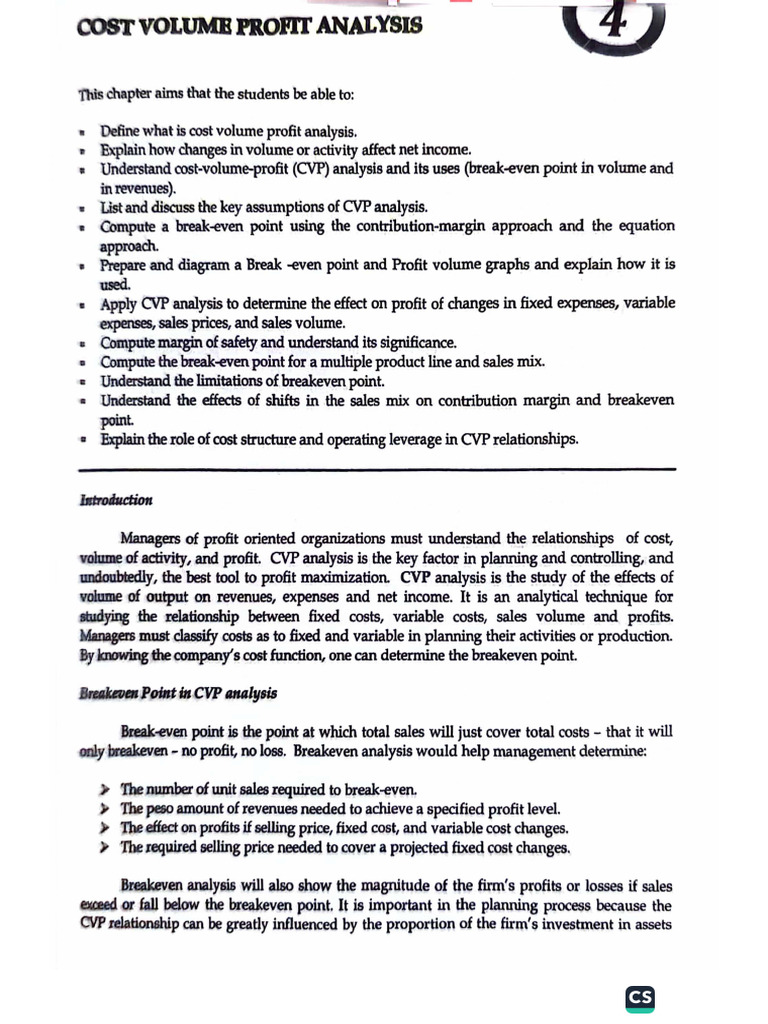 Cost Volume Profit Analysis | PDF