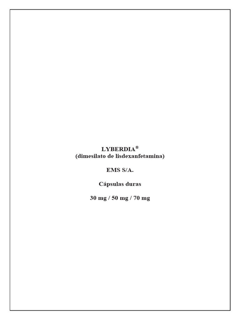 Lyberdia 50mg EMS 30 Capsulas Duras | PDF | Transtorno de déficit de ...