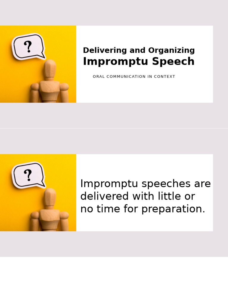 Delivering An Impromptu Speech | PDF | Human Communication