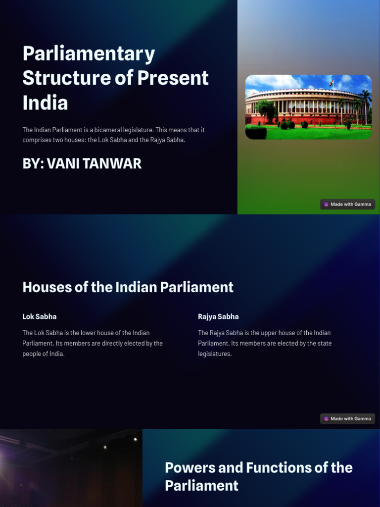 Parliamentary Structure of Present India | PDF
