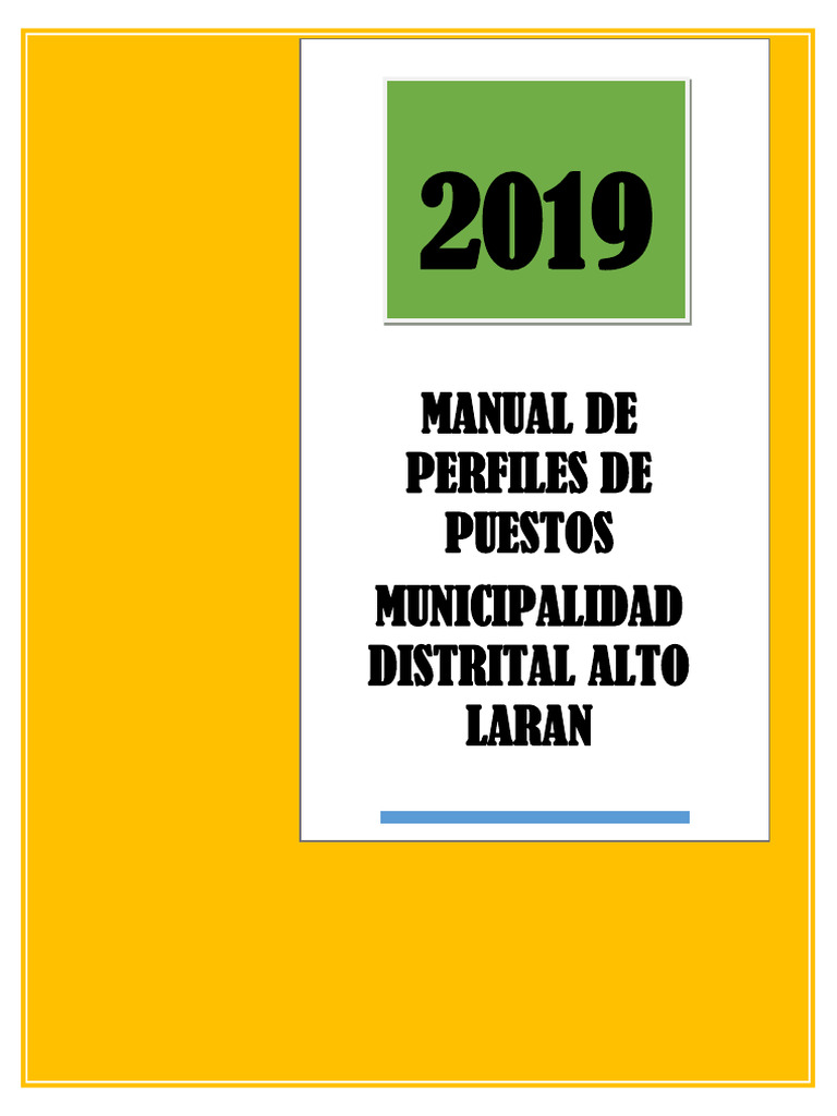 Manual de Perfiles de Puestos 2019 | PDF | Gobierno local | Alcalde