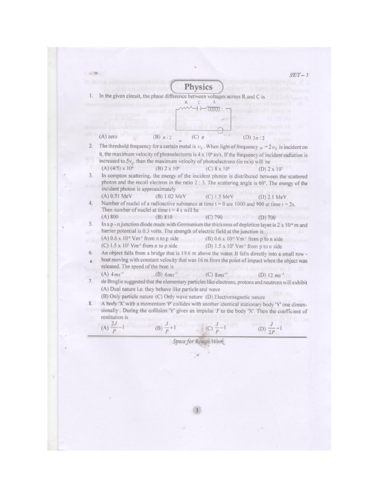 KL University Entrance Exam Previous Papers-1 | PDF