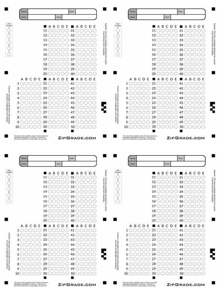 Zipgrade 4 Outs A4 | PDF