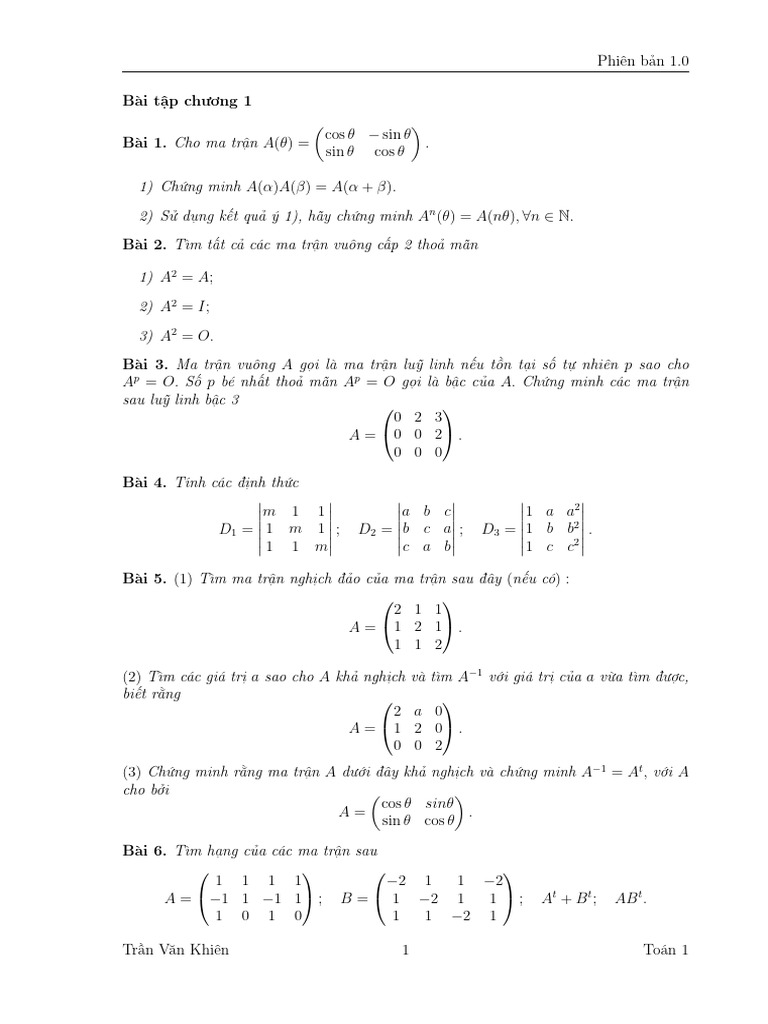 Bai Tap Chuong 1 | PDF