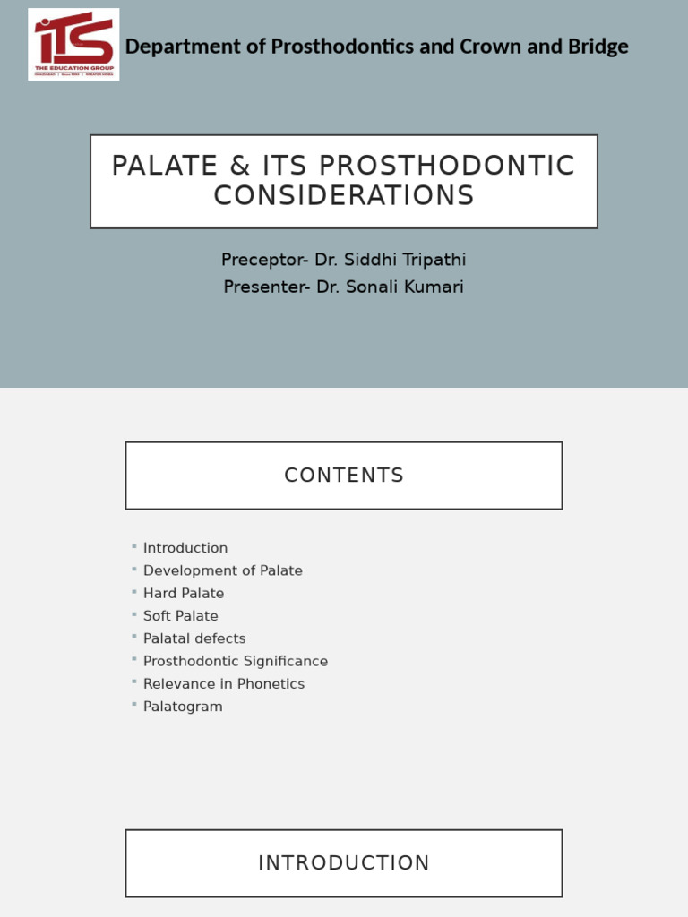 Palate & Its Prosthodontic Considerations | PDF | Human Nose | Human ...