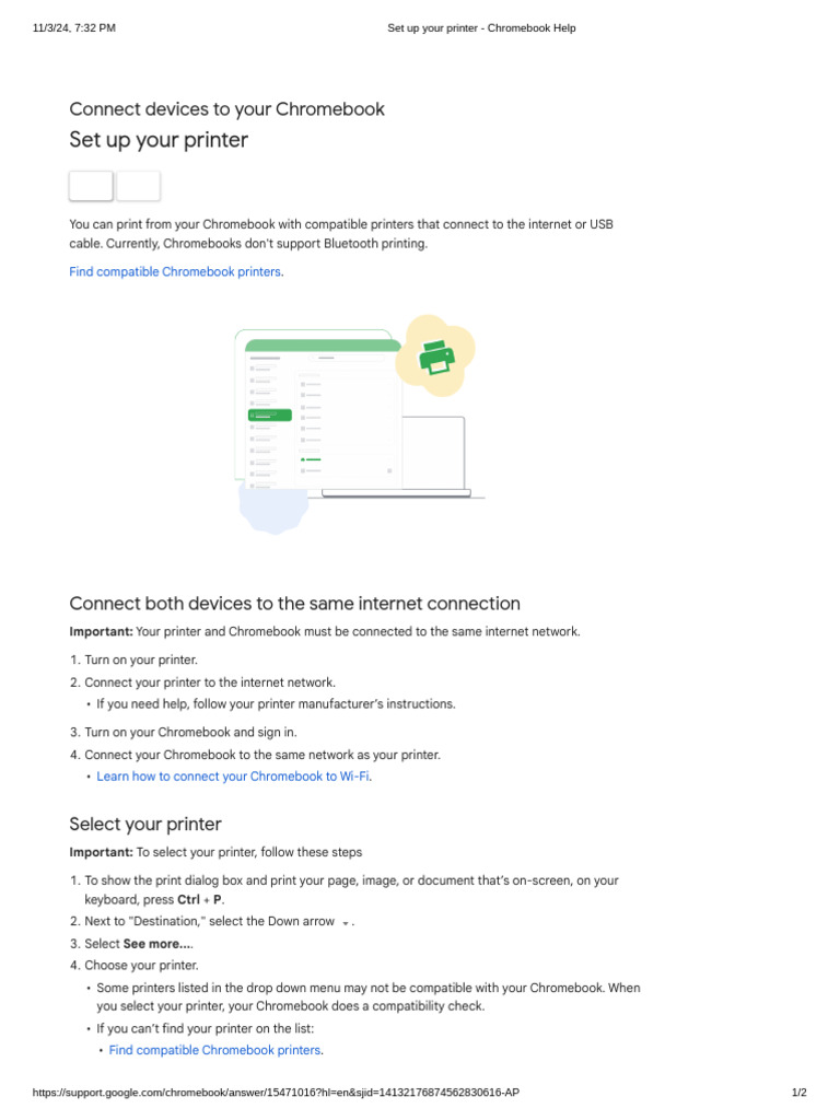 Set Up Your Printer - Chromebook Help | PDF | Printer (Computing ...