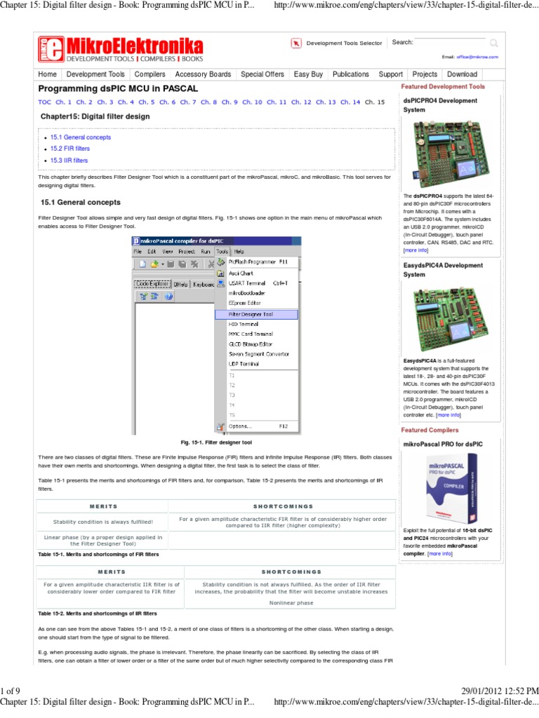 Chapter 15 - Digital Filter Design - Book - Programming DsPIC MCU in PASCAL ...