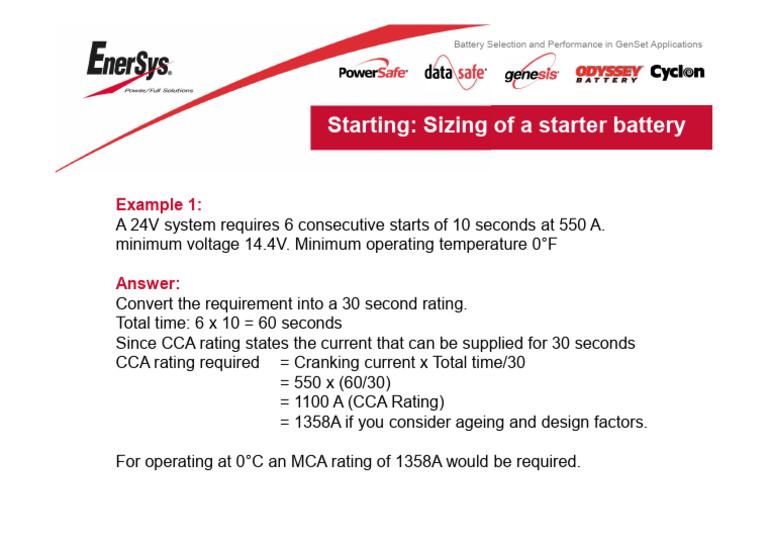 Enersys Battery Sizing Guide | PDF