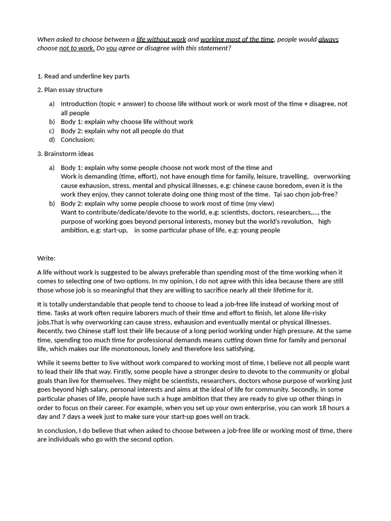 When Asked To Choose Between A Life Without Work and Working Most of ...