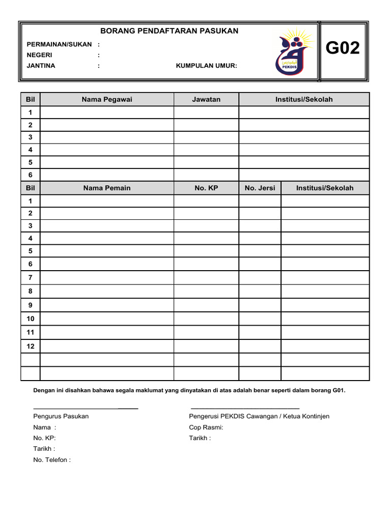 BORANG G02 PEKDIS | PDF