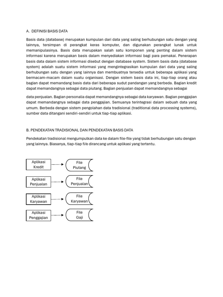 Perbandingan Pendekatan Data Tradisional dan Basis Data | PDF