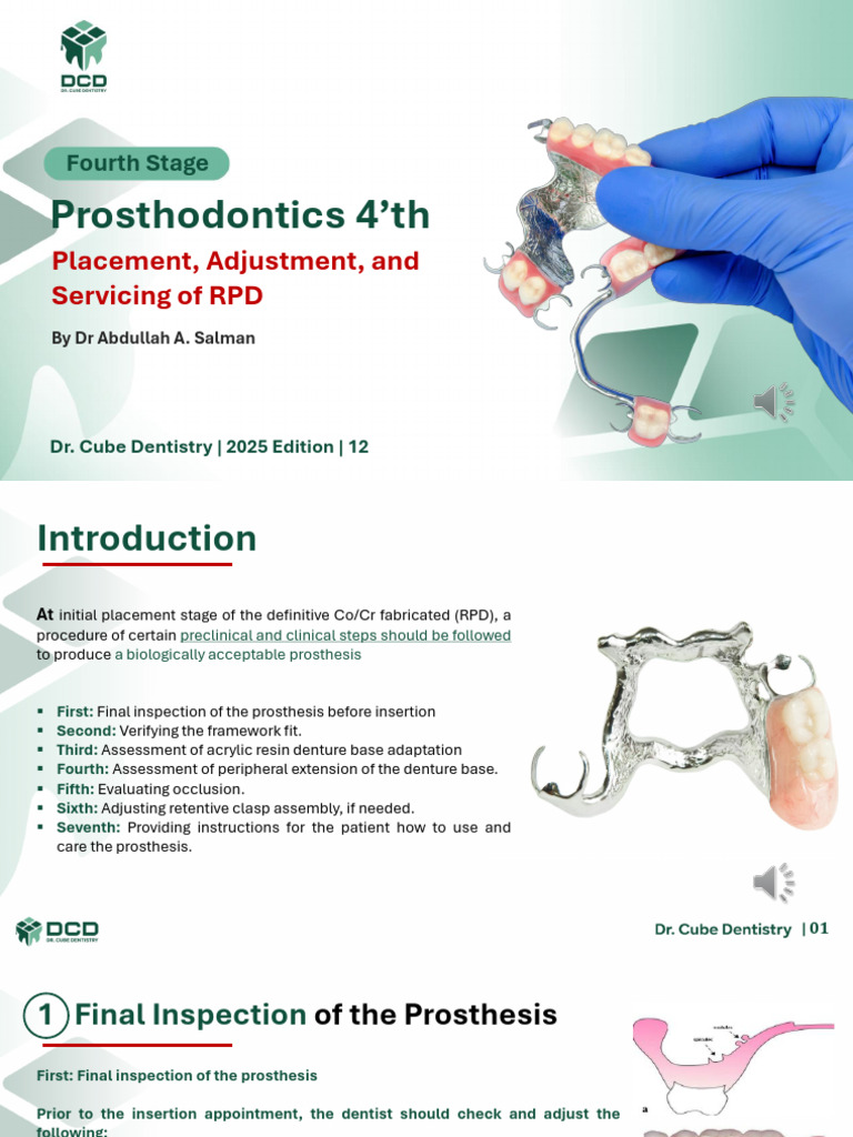 Prosthodontics 4'th: Placement, Adjustment, and Servicing of RPD | PDF ...