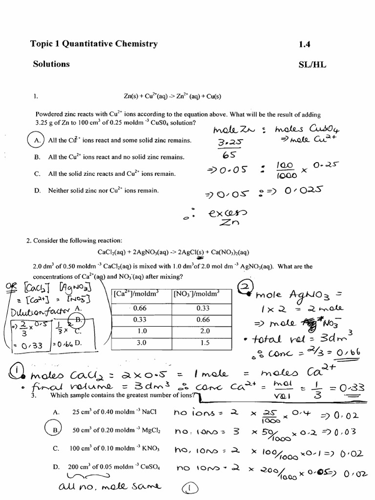 Quantitative Chemistry Solutions | PDF | Ammonia | Acid