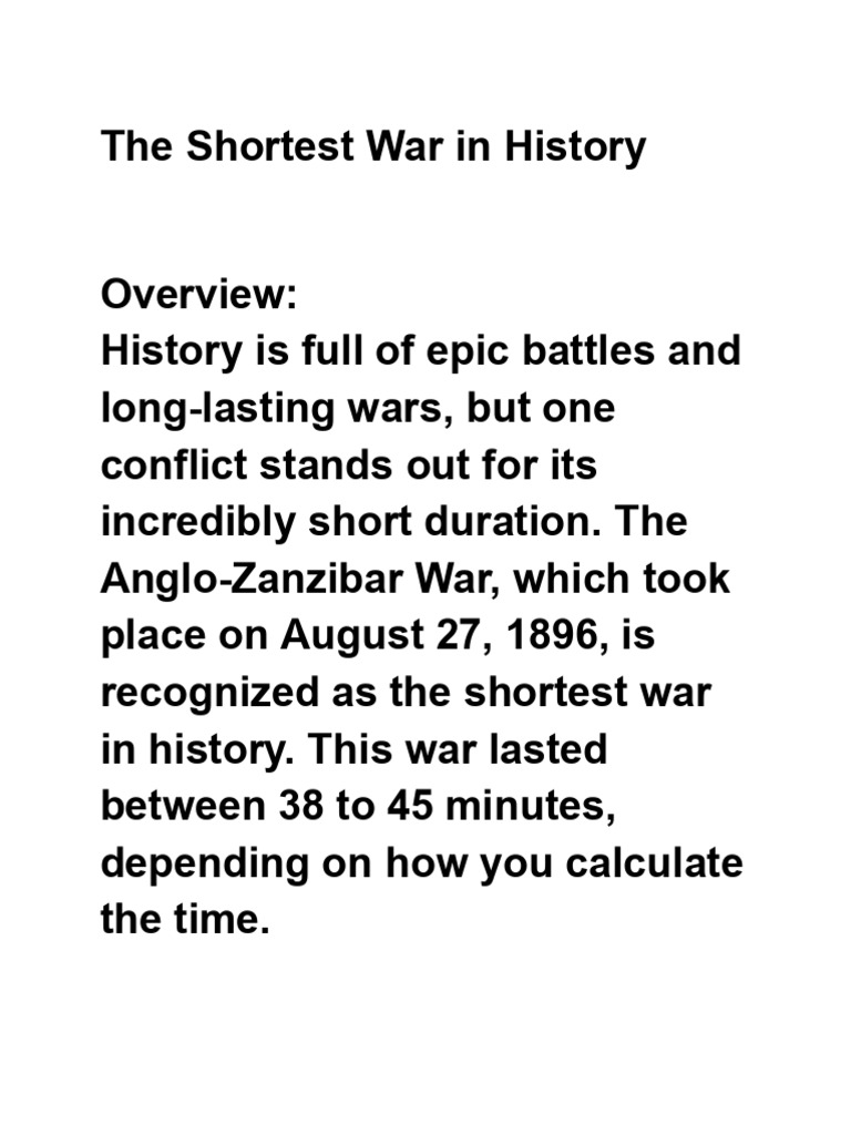 The Anglo-Zanzibar War: 40 Minutes of Conflict | PDF