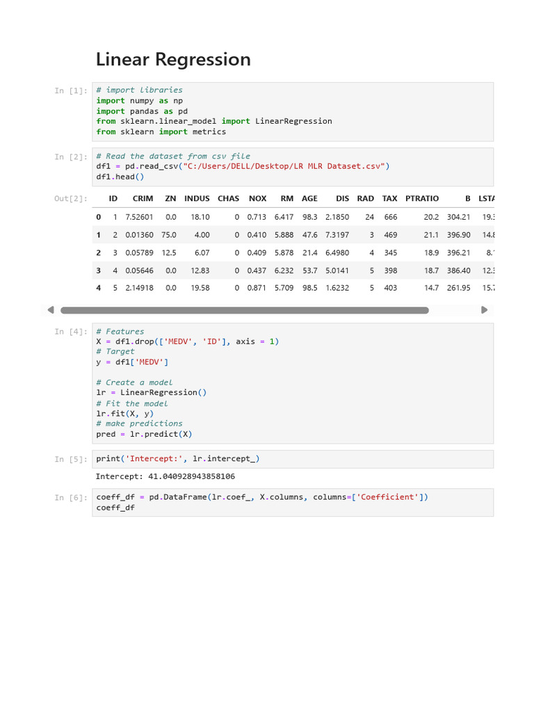 Multiple Linear Regression | PDF | Descriptive Statistics | Numerical Analysis