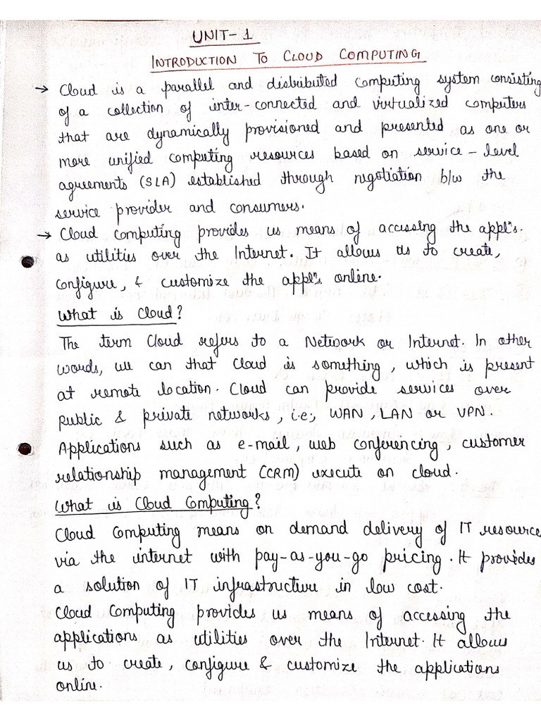 Cloud Computing Unit1 | PDF