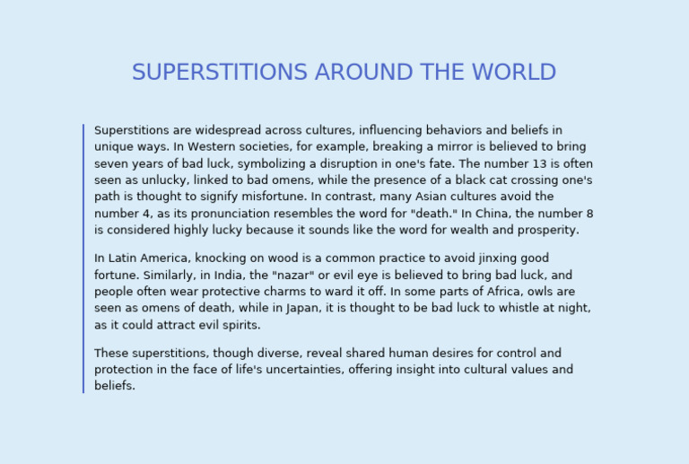 Global Superstitions and Their Meanings | PDF