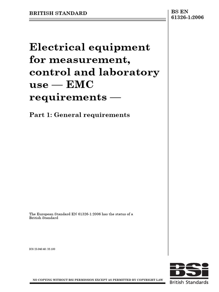 EN 61326-1:2006 EMC Requirements | PDF | Regulation | International ...