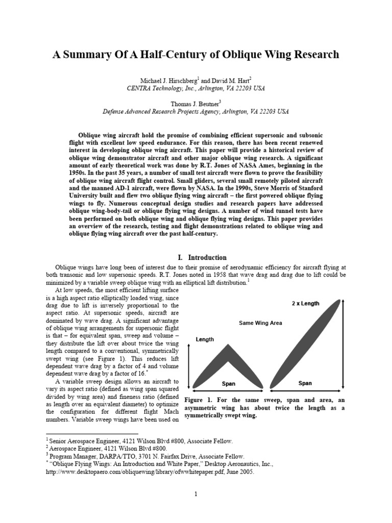 Oblique Wing History | PDF | Drag (Physics) | Aircraft