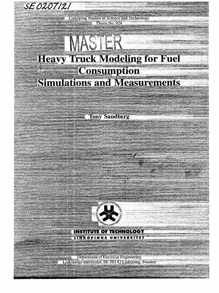 Heavy Truck Modeling For Fuel Consumption. Simulations and Measurements ...